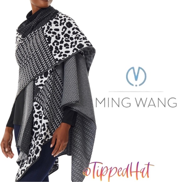 Ming Wang | Accessories | Nwt 58 Ming Wang Wrap With Vegan Leather Trim ...